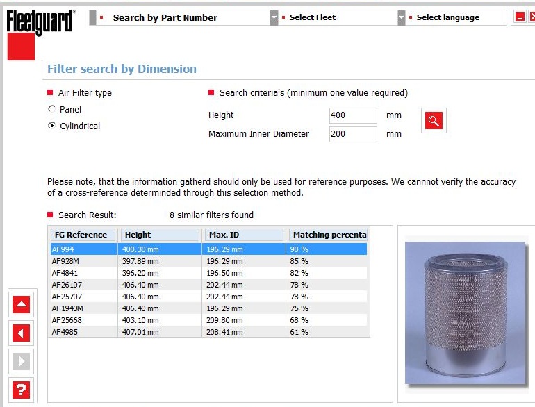 فیلتر هواAH1191 – فیلتر های دیزل ژنراتور و ماشین آلات راهسازی